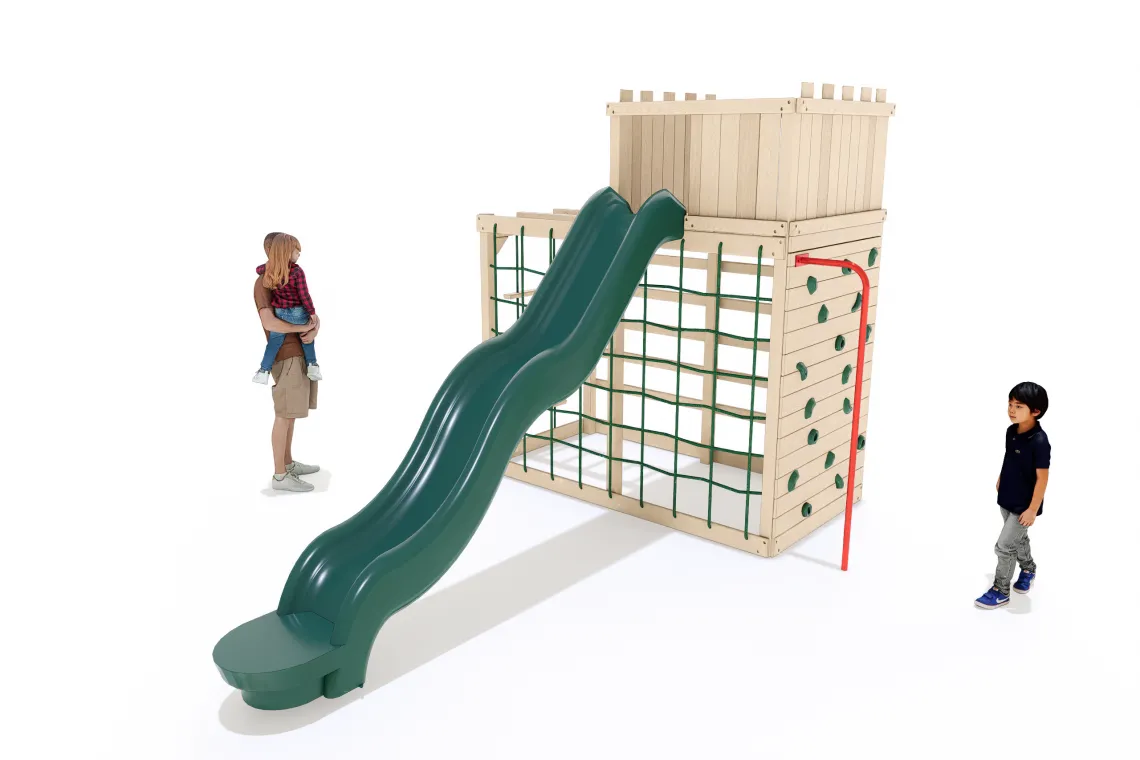 Mountain playground with slide, ladder & net | Home Front Outdoor Play